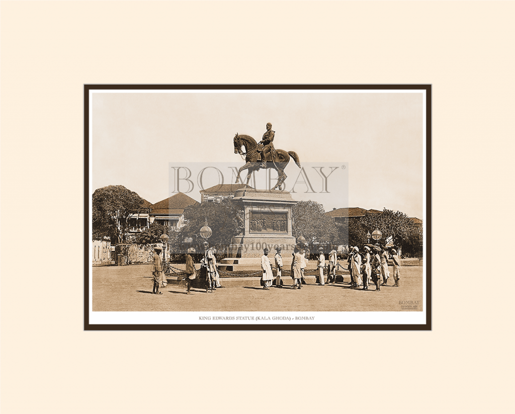 King Edward's Statue (Kala Ghoda) | Old Bombay | Mounted Photo Print