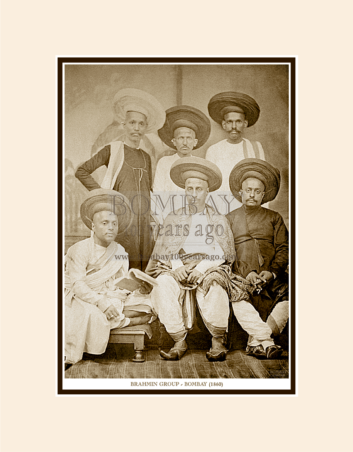 BRAHMIN GROUP BOMBAY 1860 - Bombay 100 Years Ago