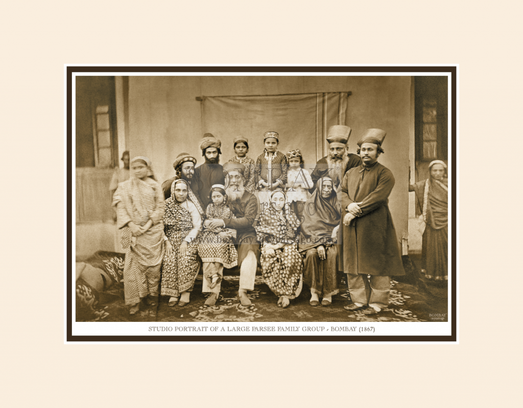 STUDIO PORTRAIT OF A LARGE PARSEE FAMILY GROUP BOMBAY 1867 - Bombay 100 ...